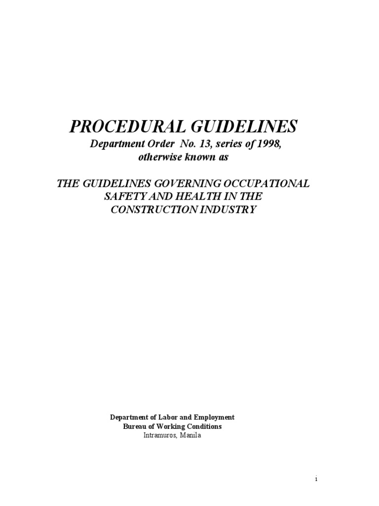 PROCEDURAL GUIDELINES Department Order No. 13, Series of 1998 ...
