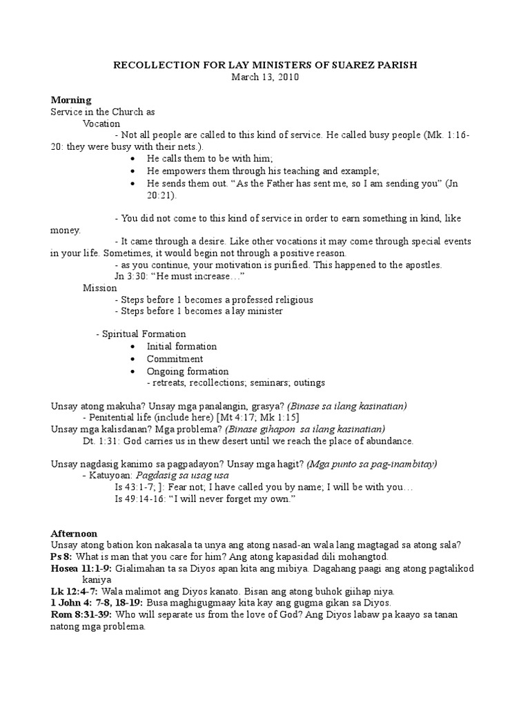 Recollection Lay Ministers | Catholic Church | Abrahamic Religions