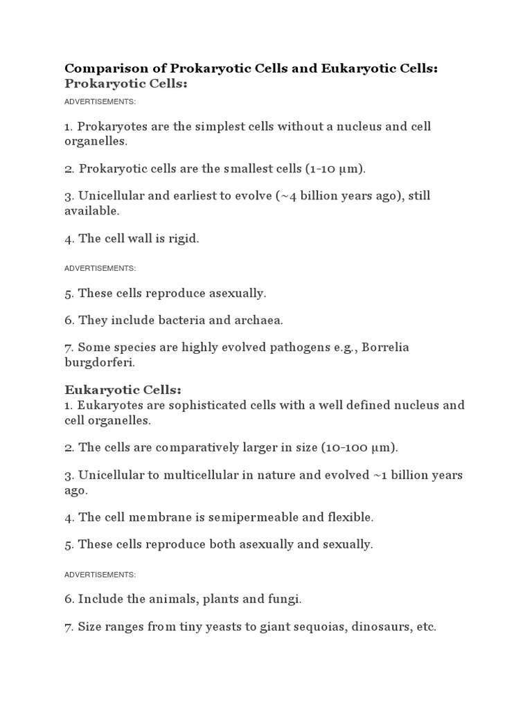 Prokaryotic vs Eukaryotic Cells Explained | PDF | Endoplasmic Reticulum ...