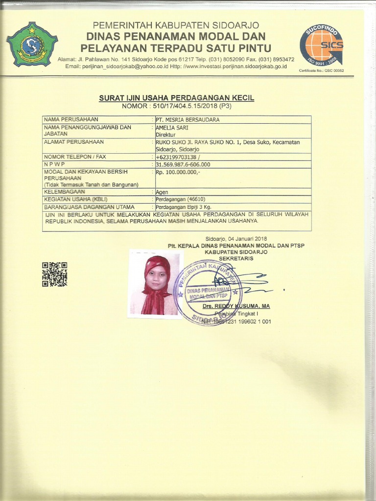 TDP Dan Siup Pt. Misria Bersaudara PDF | PDF