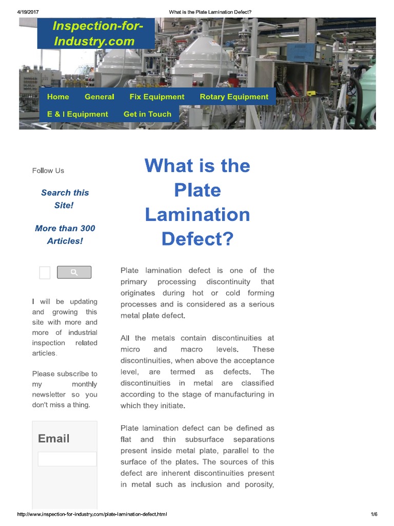 What Is The Plate Lamination Defect | PDF