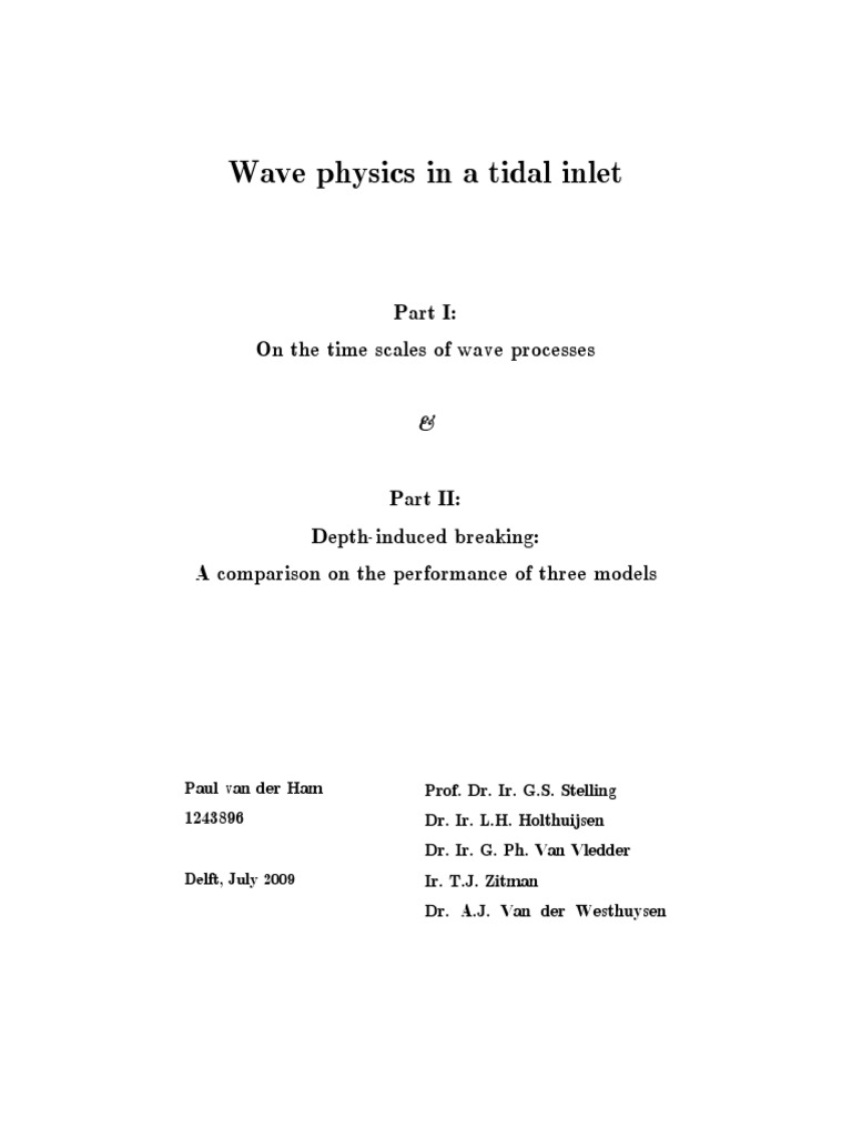 Wave Physics In A Tidal Inlet Part I Ii Pdf Pdf Waves Tide