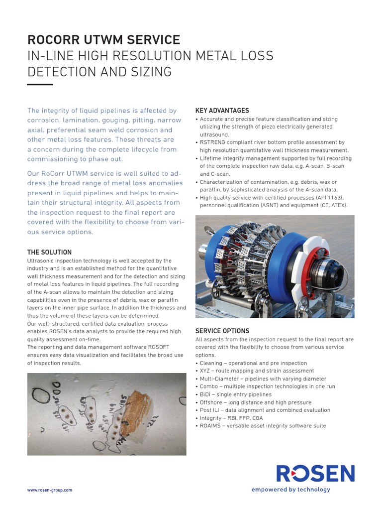 RoCorr UTWM Service | PDF | Ultrasound | Pipeline Transport