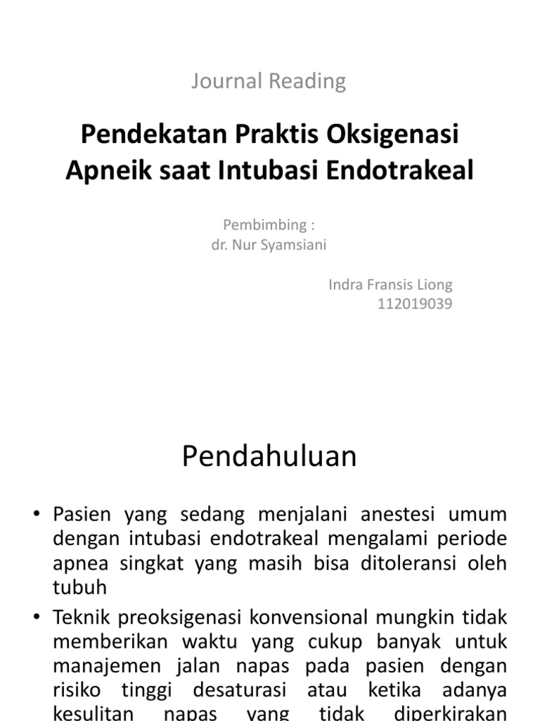 Apneic Oxygenation | PDF