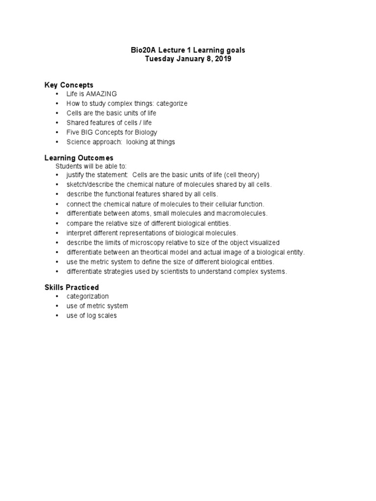 Biology 101: Cell Theory & Concepts | PDF