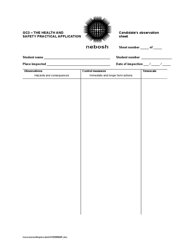 Part 3 - Observation Sheet | PDF