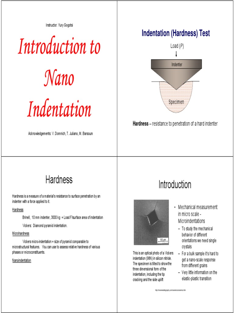 Nanoindentation-Lecture Notes | PDF | Hardness | Chemical Product ...