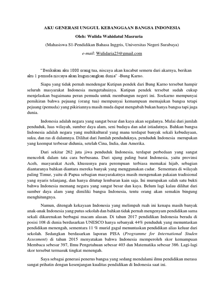 ESSAY BEASISWA UNGGULAN