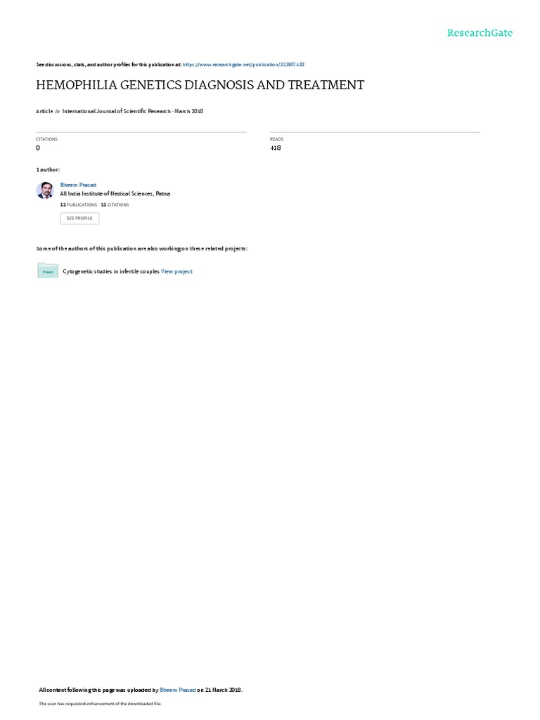 Hemophilia Genetics Diagnosis and Treatment: International Journal of ...