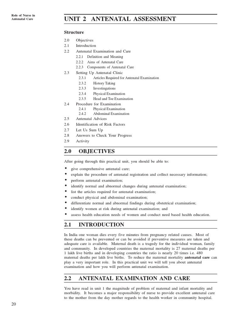Antenatal Assessment Procedures Guide | PDF | Maternal Death | Obstetrics