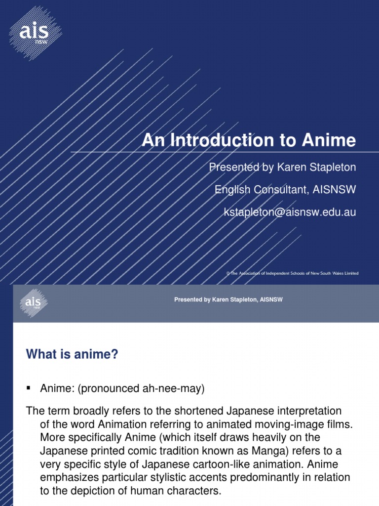 An Introduction To Anime: Presented by Karen Stapleton English ...