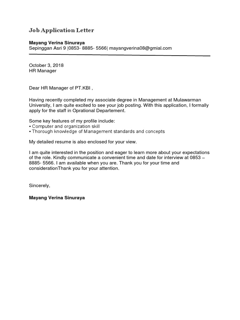 Job Application Letter | PDF