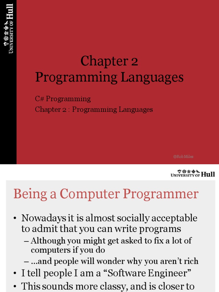 C# Programming Chapter 2: Programming Languages | PDF | Metadata | Computer Programming