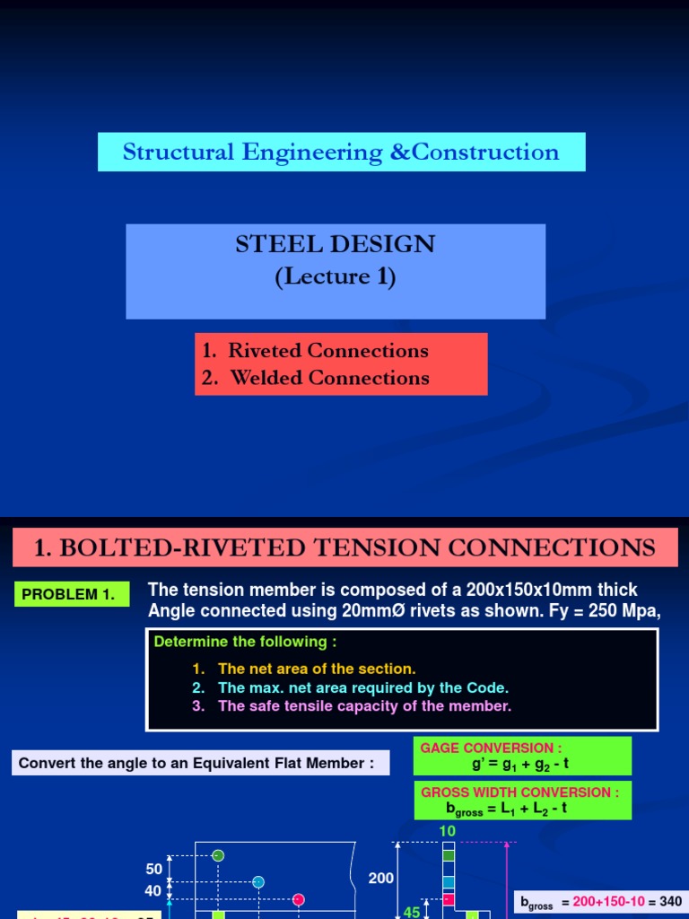 Structural Steel Design Lecture: Analysis of Bolted and Riveted Bracket ...