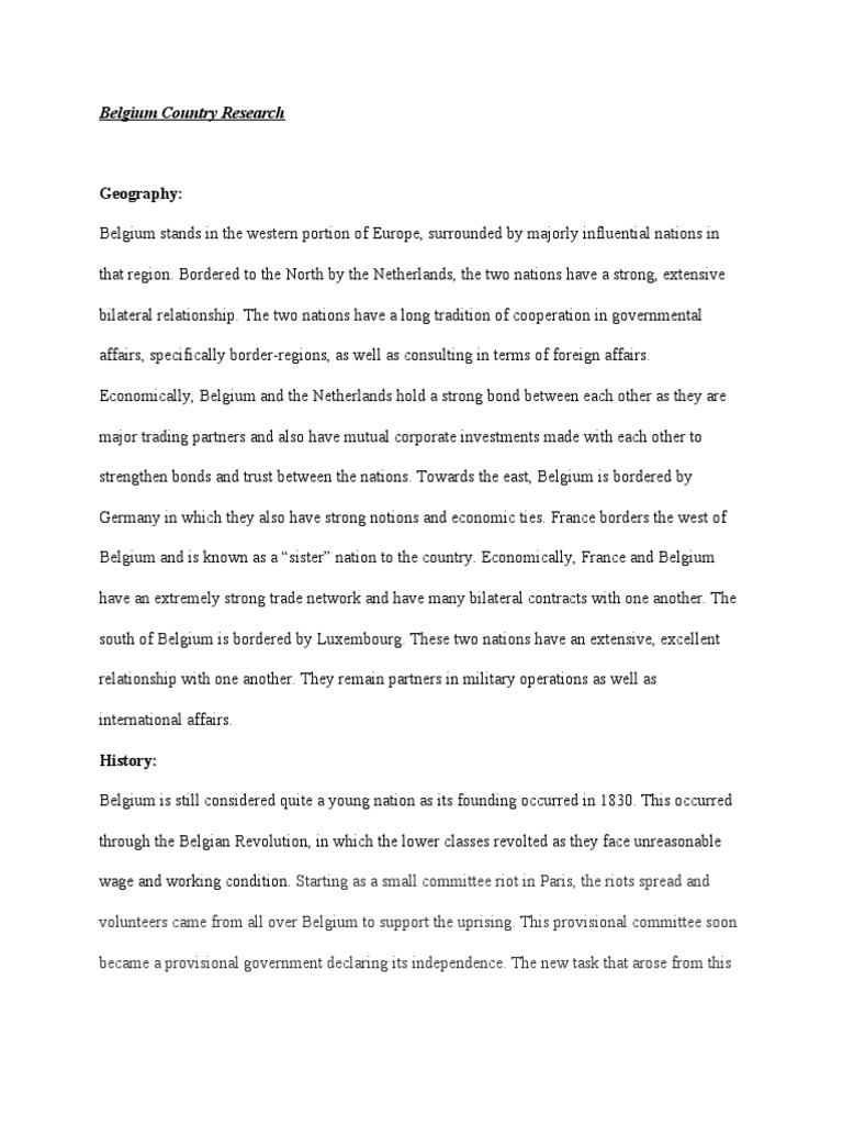 Model Un - Belgium Country Research | PDF | Belgium | Syria