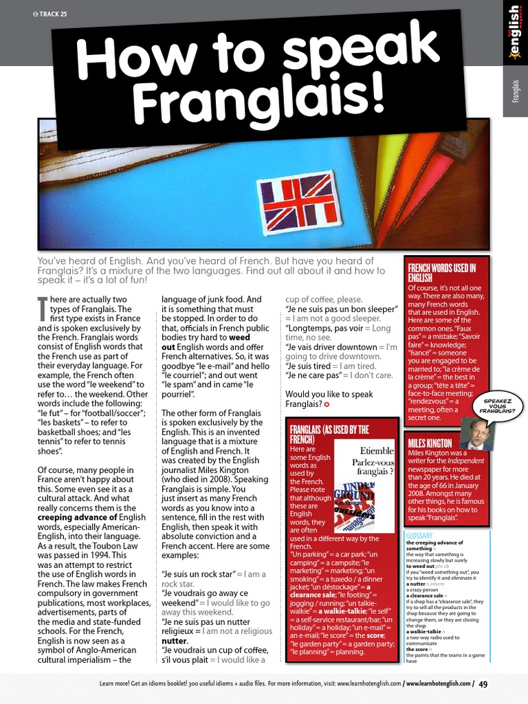 How To Speak Franglais! | PDF | English Language | Human Communication