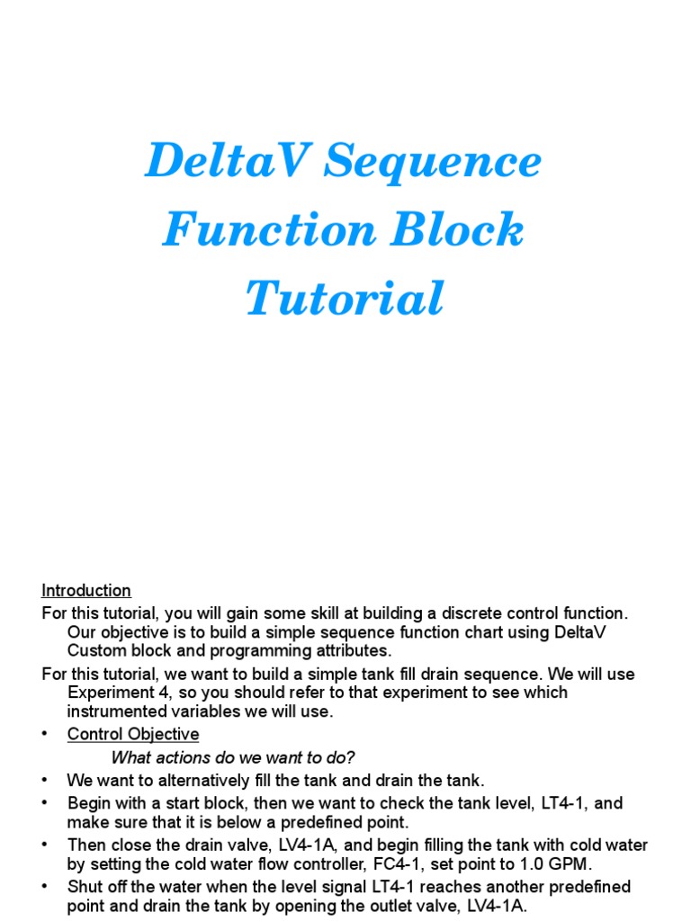 Deltav Sequence Function Block Tutorial | PDF | Boolean Data Type | Valve