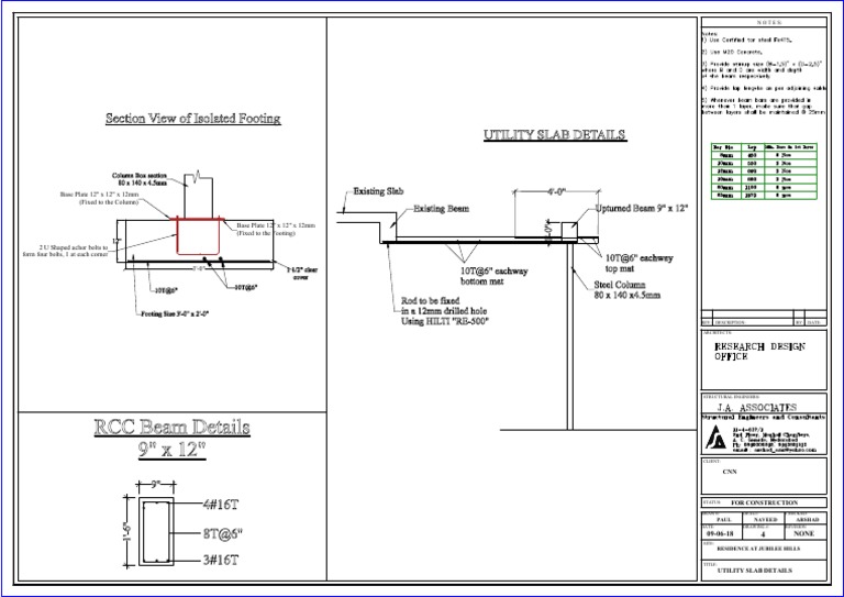 Utility Slab Details: Base Plate and Anchor Bolt Layout | PDF
