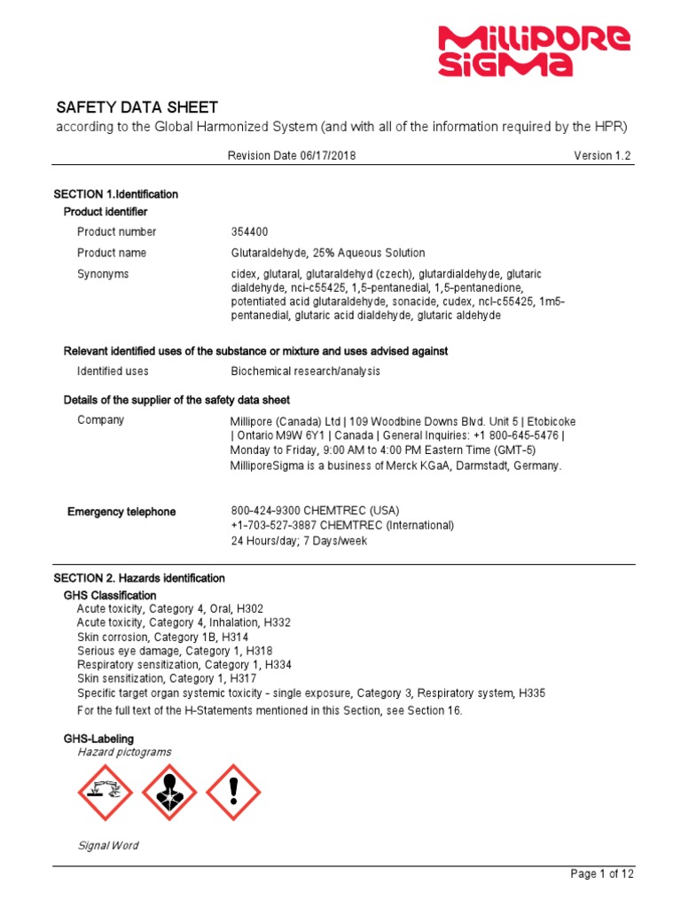 Safety Data Sheet: According To The Global Harmonized System (And With ...