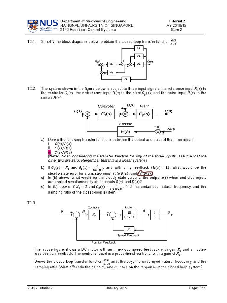 Tutorial 2 | PDF | Control Theory | Feedback
