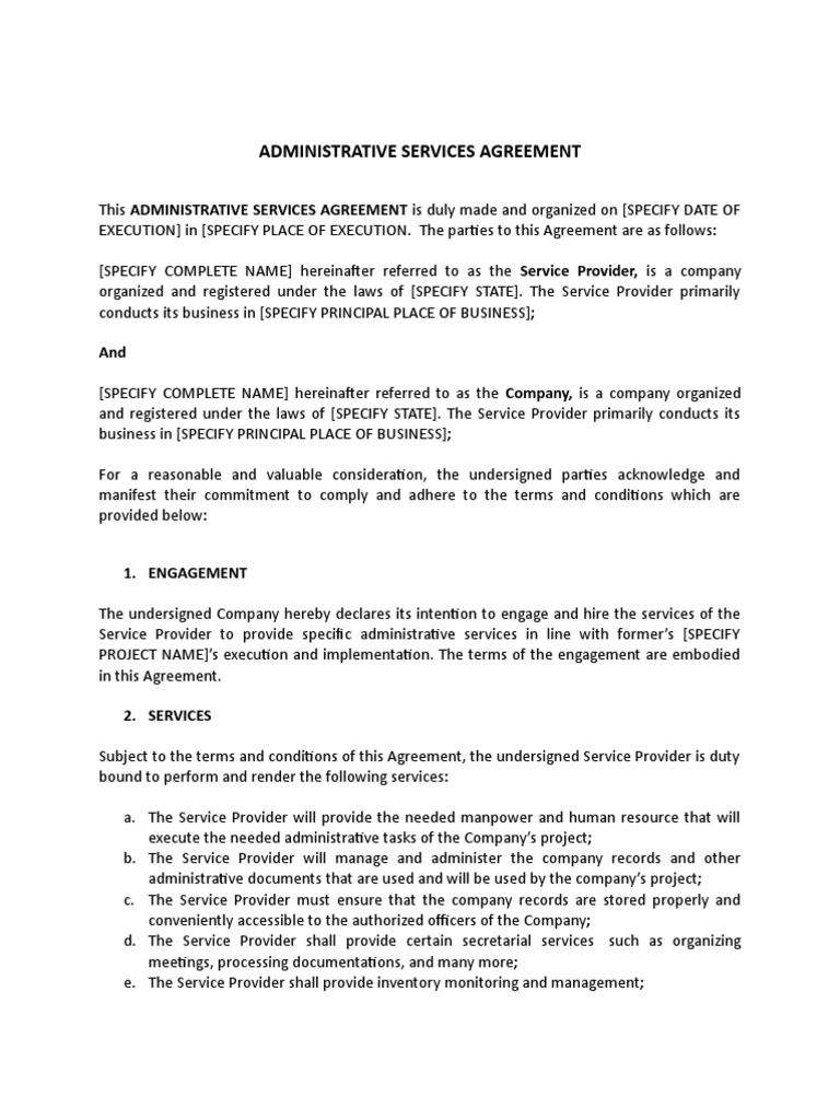 Administrative Services Agreement | PDF | Indemnity | Virtue