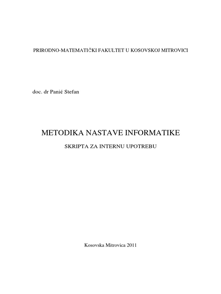 Skripta Metodika Nastave Informatike-1 | PDF