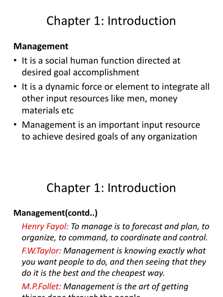 Chapter 1: Introduction: Management | PDF | Motivation | Motivational