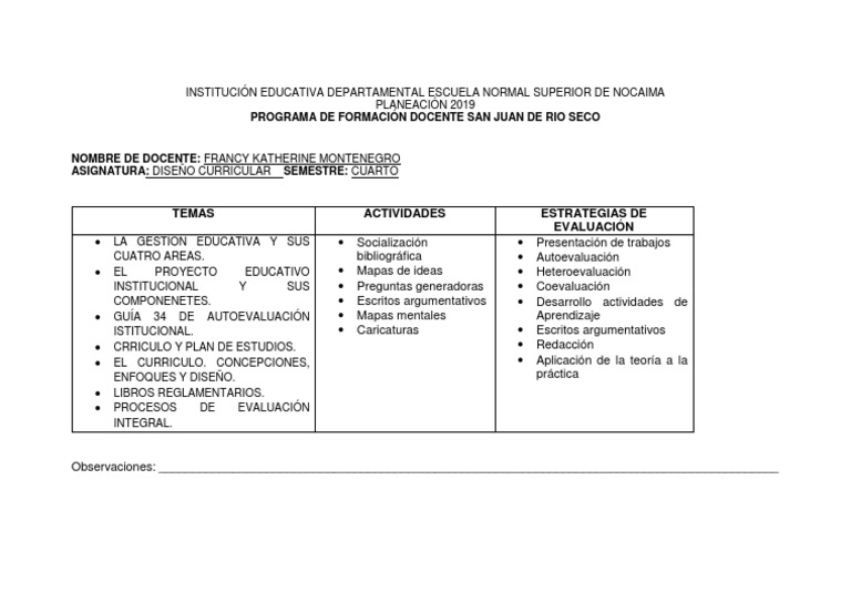 Plan de Estudio Diseño Curricular Cuarto Semestre | PDF | Plan de estudios | Epistemología