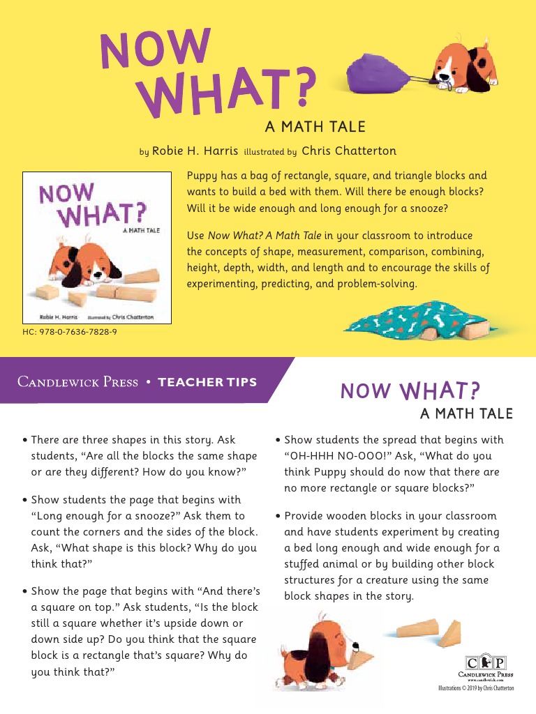 Now What? A Math Tale by Robie H. Harris Teacher Tip Card | PDF