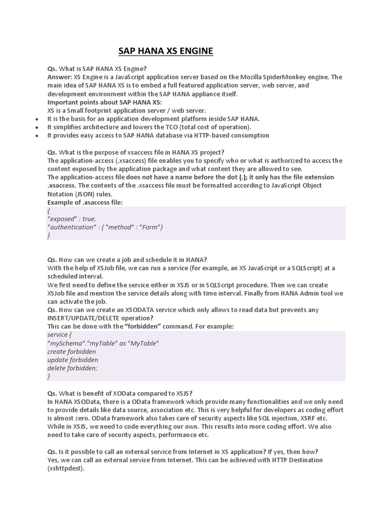 Hana Xs Engine Pdf Databases Application Software