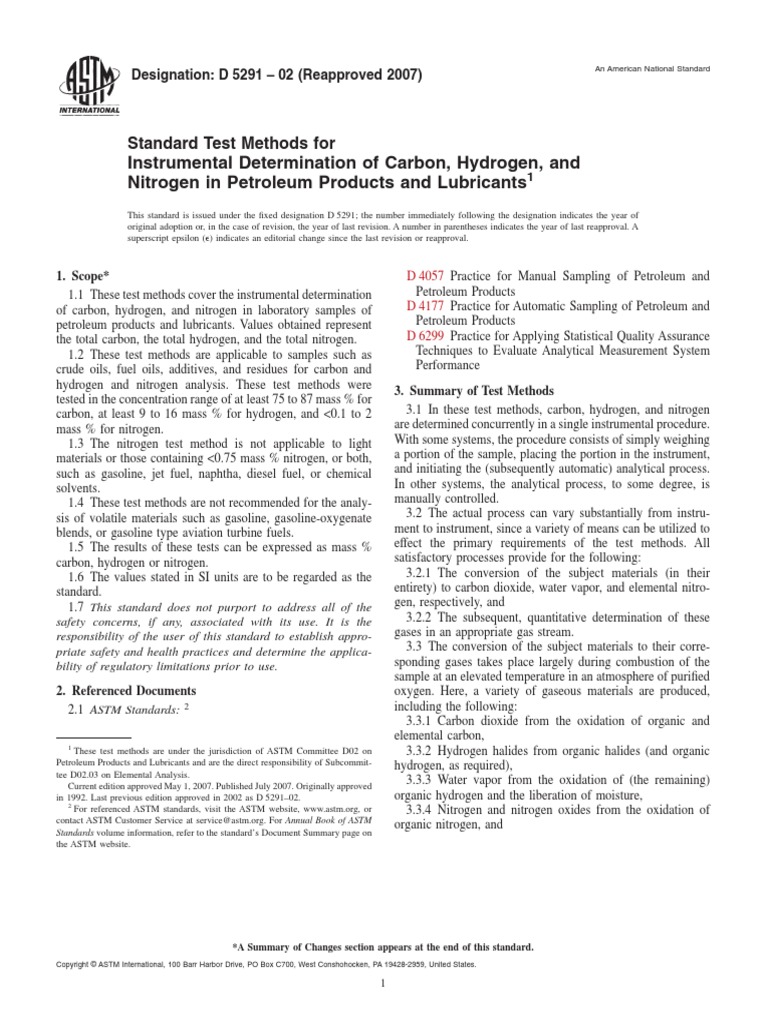 Astm D5291 | PDF | Petroleum | Combustion
