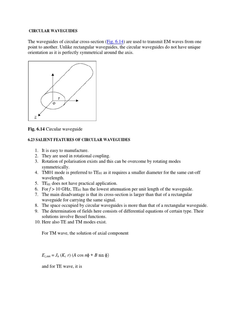 Fig. 6.14 Circular Waveguide | PDF | Waveguide | Normal Mode