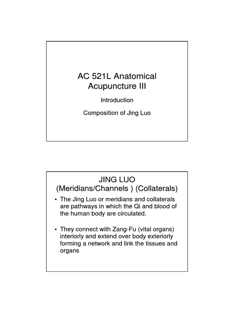 Jing Luo Meridians and Collaterals Overview | PDF | Meridian (Chinese ...