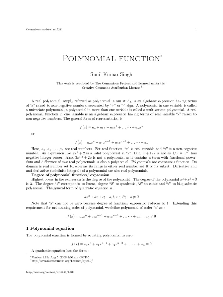 Understanding Polynomial Functions | PDF | Polynomial | Function (Mathematics)