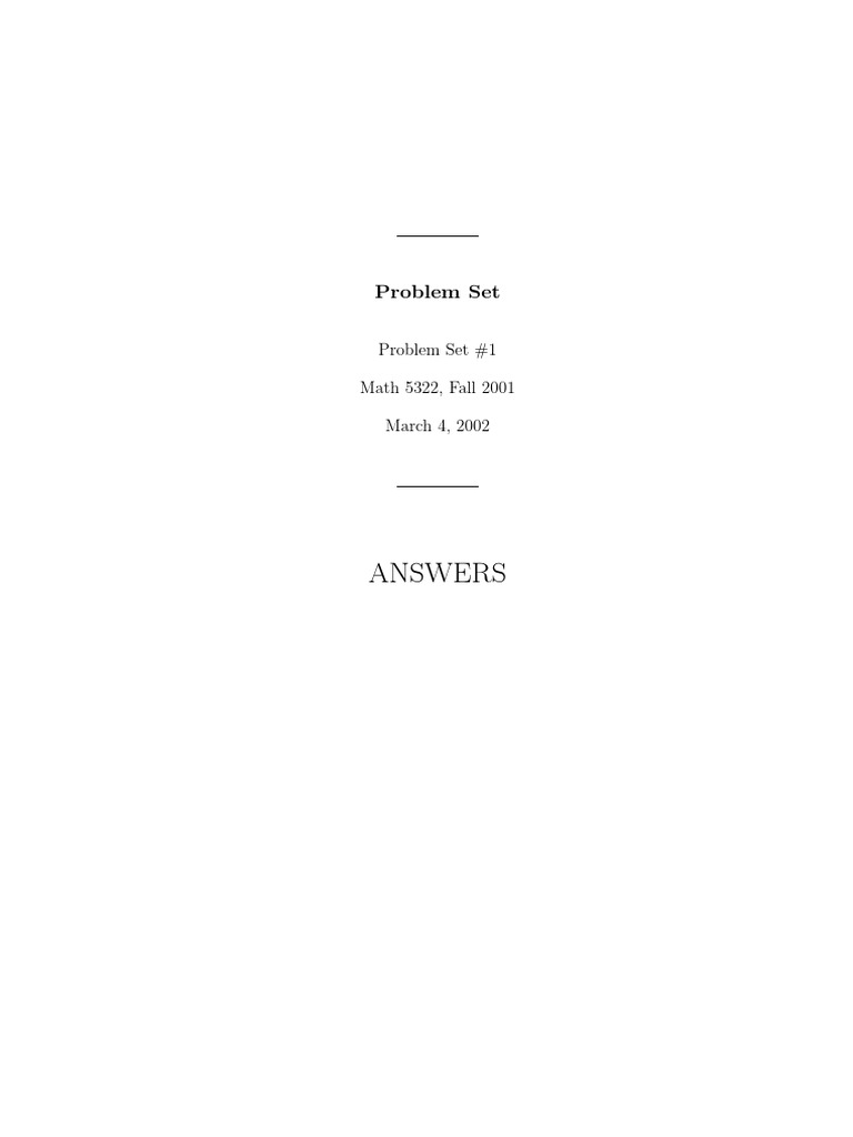 Answers: Problem Set | PDF | Measure (Mathematics) | Mathematical Analysis