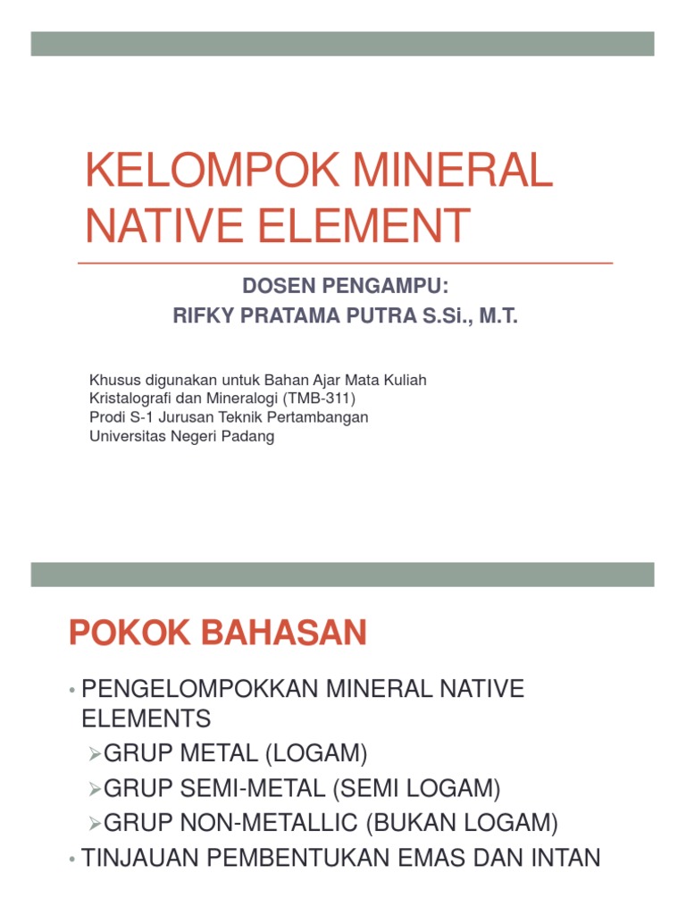 Classification and Formation of Native Element Minerals | PDF