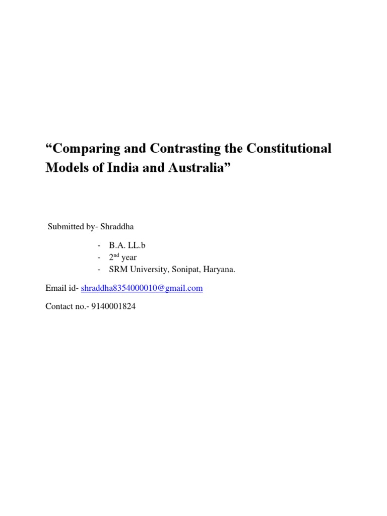 Comparing and Contrasting The Constitutional Models of India and ...