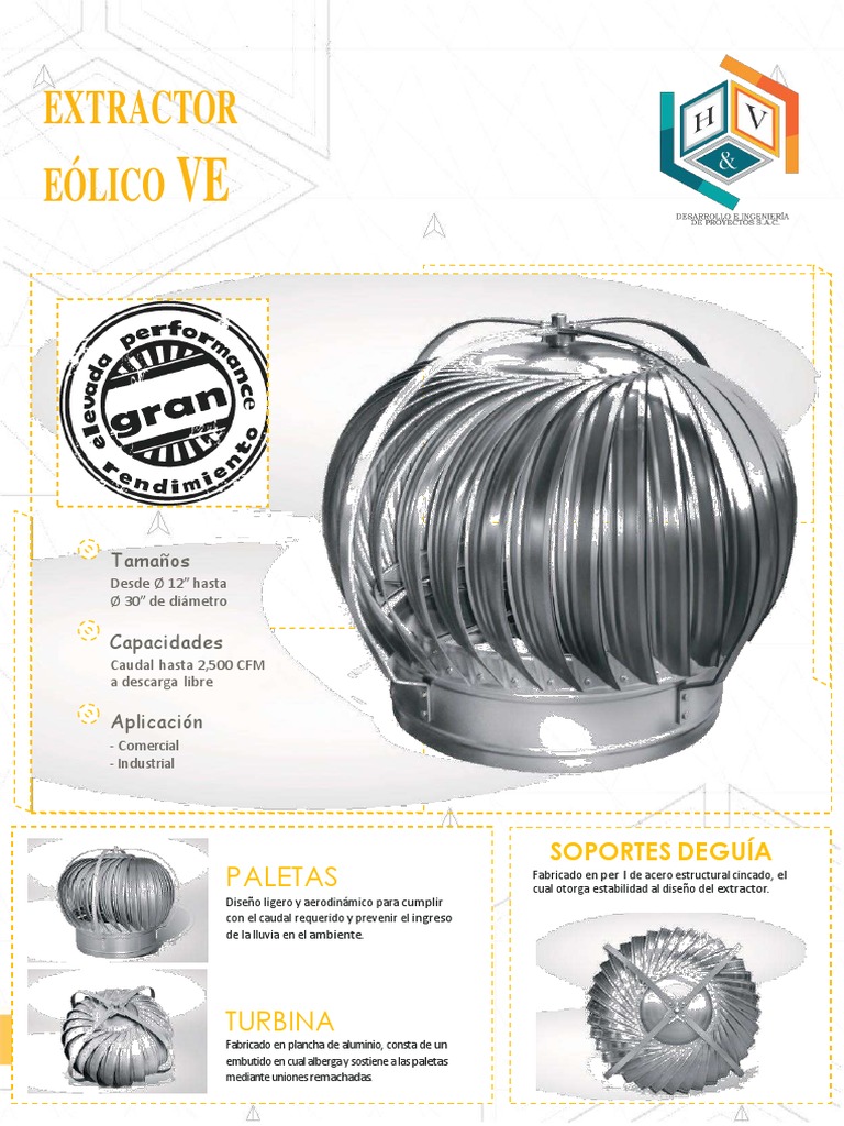 Ficha Tecnica - Extractor Eólico Industrial | PDF | Aluminio | Acero
