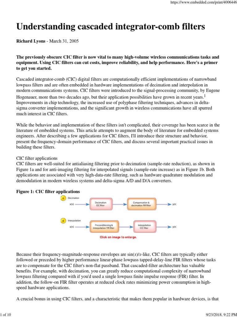 Understanding CIC Filters | PDF | Filter (Signal Processing) | Sampling ...