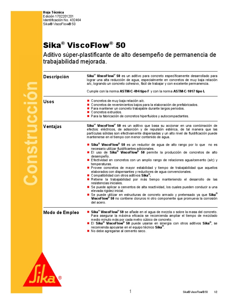 Viscoflow 50 (FT) | PDF | Hormigón | Cemento
