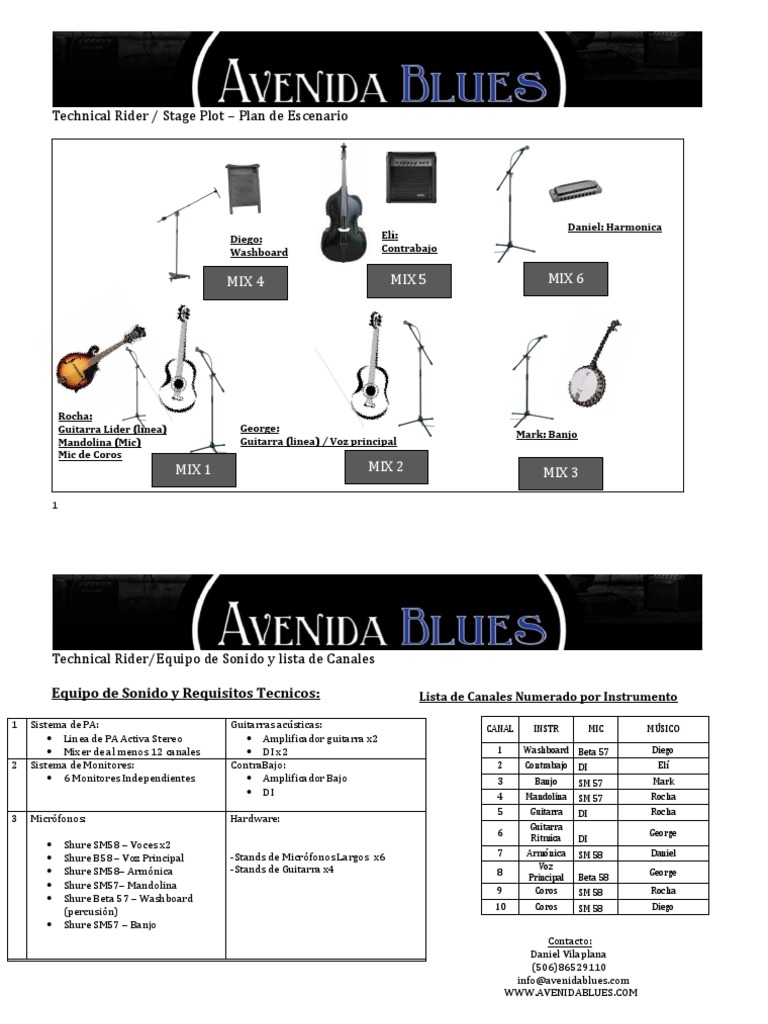 Technical Rider Banda Standard 1 | PDF | Grabación | Tecnología de sonido