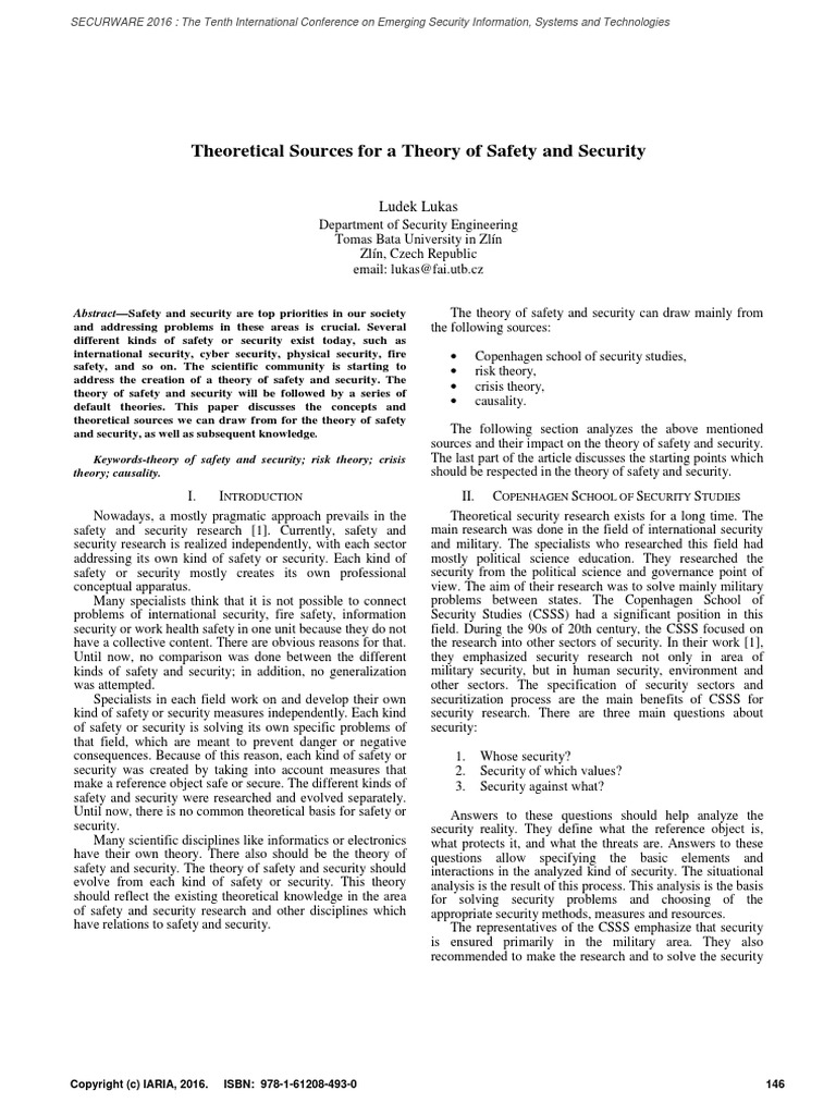 Theoritical Sources for a Theory of Safety and Security | Risk ...