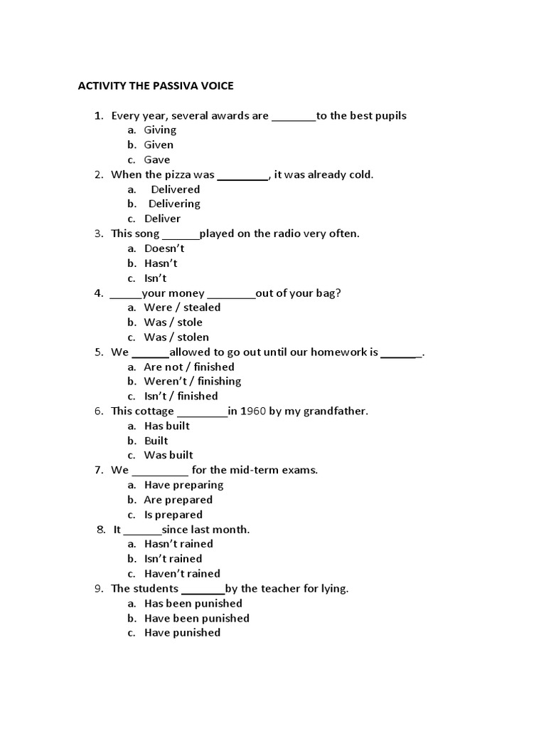 Exercise - Grammar Unit 8 - The Passive Voice PDF | PDF