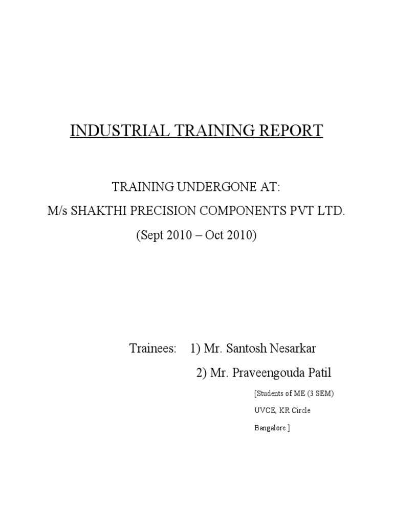 Industrial Training Report | PDF | Nature | Machining