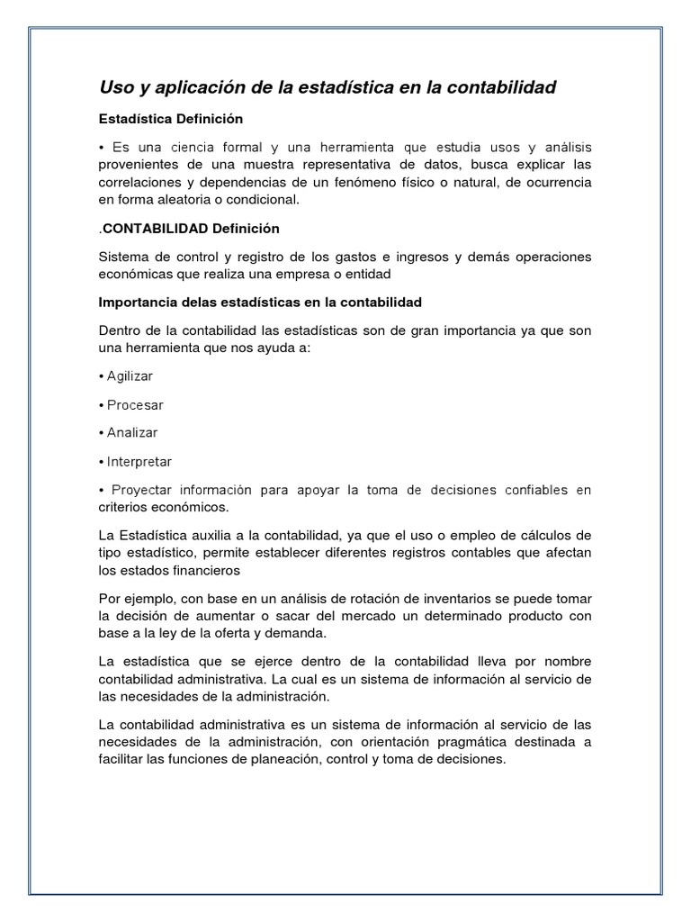 Estadistica | PDF | Contabilidad | Estadísticas