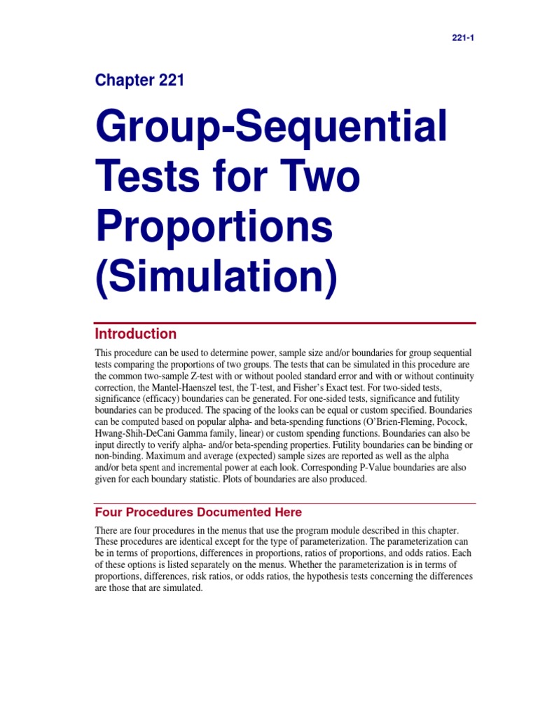 Group-Sequential Tests For Two Proportions (Simulation) | PDF ...