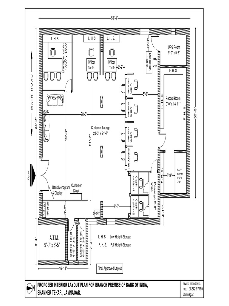 Proposed Interior Layout Plan For Branch Premise of Bank of India ...
