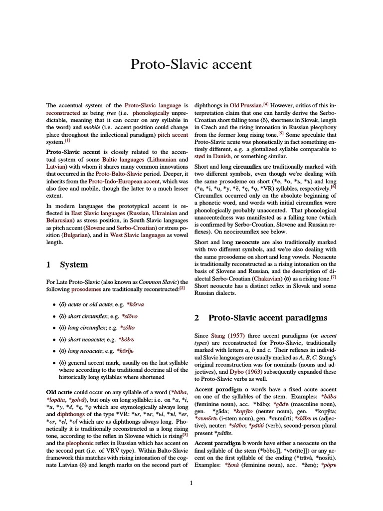 Proto-Slavic Accent System | PDF | Slavs | Human Voice