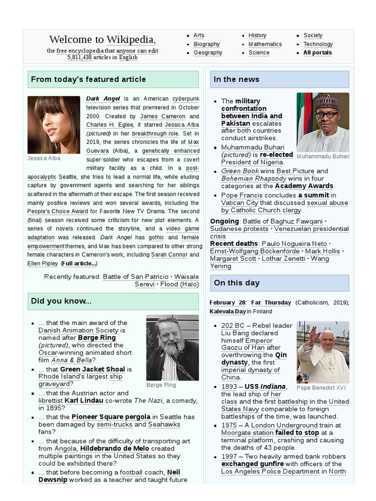 Welcome To Wikipedia,: From Today's Featured Article in The News | PDF