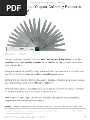 Tabla De Calibres Para Fabricar Metales Tabla O Cuadro De Calibres,